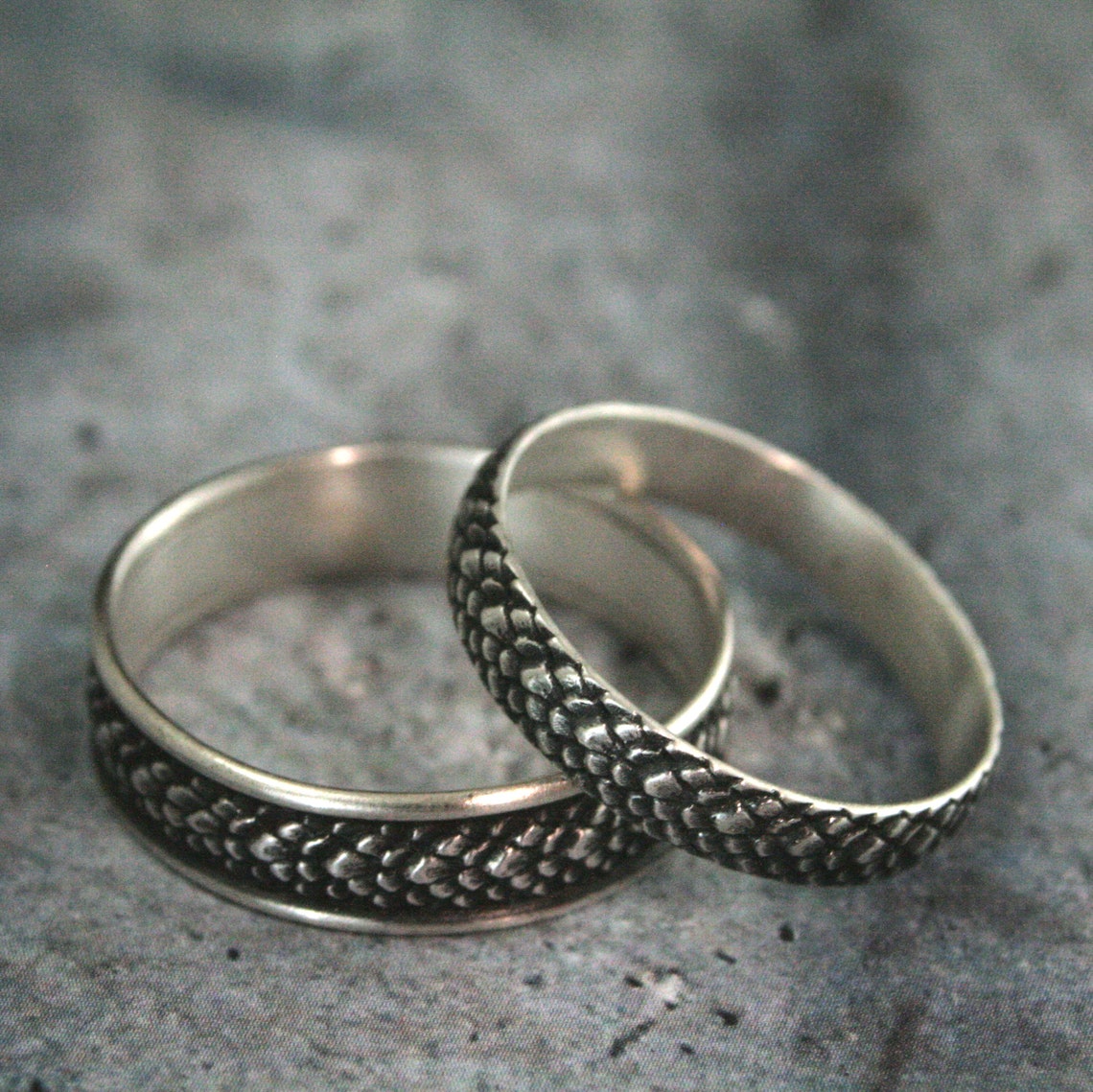 Skyrim Inspired Wedding Ring Set His and Hers Wedding Bands - Etsy