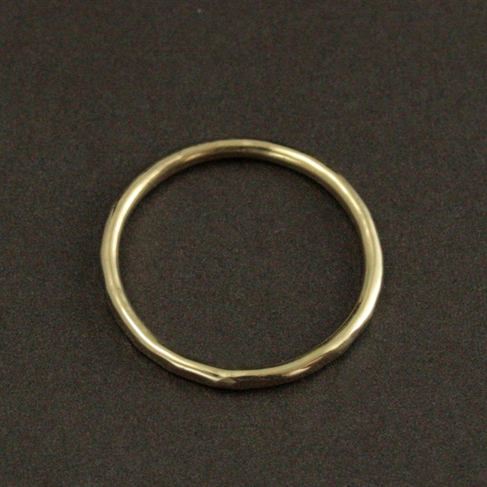 Hammered Full Round Bandsolid 14K Gold Full Round Ring14 - Etsy