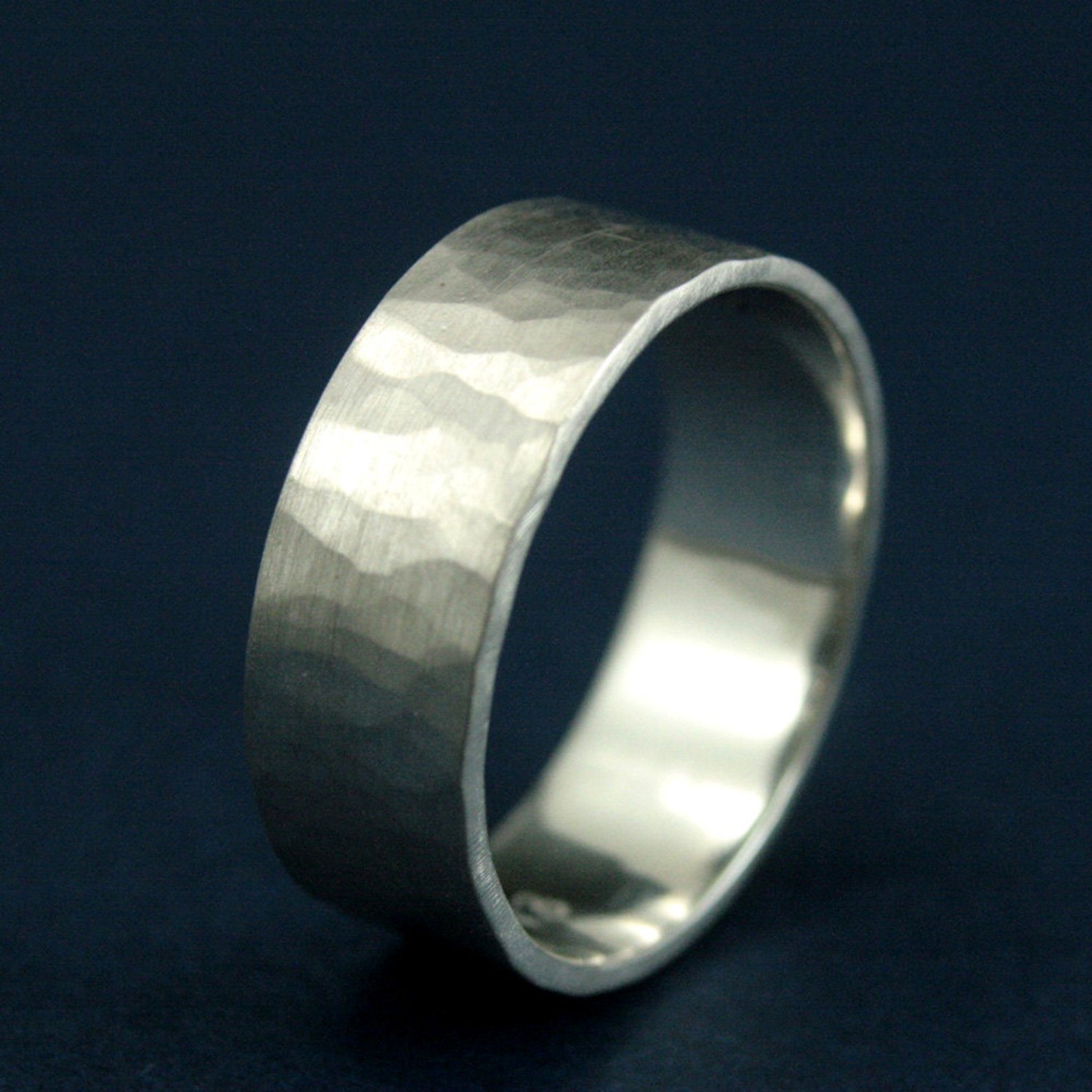 Hammered White Gold Wedding Ringthe Devils in the | Etsy