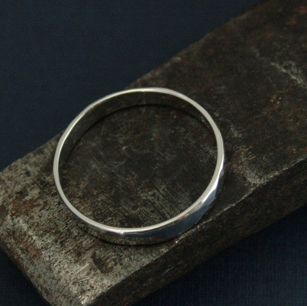 14K White Gold Band Hammered Gold Ring Hammered Men's Ring - Etsy