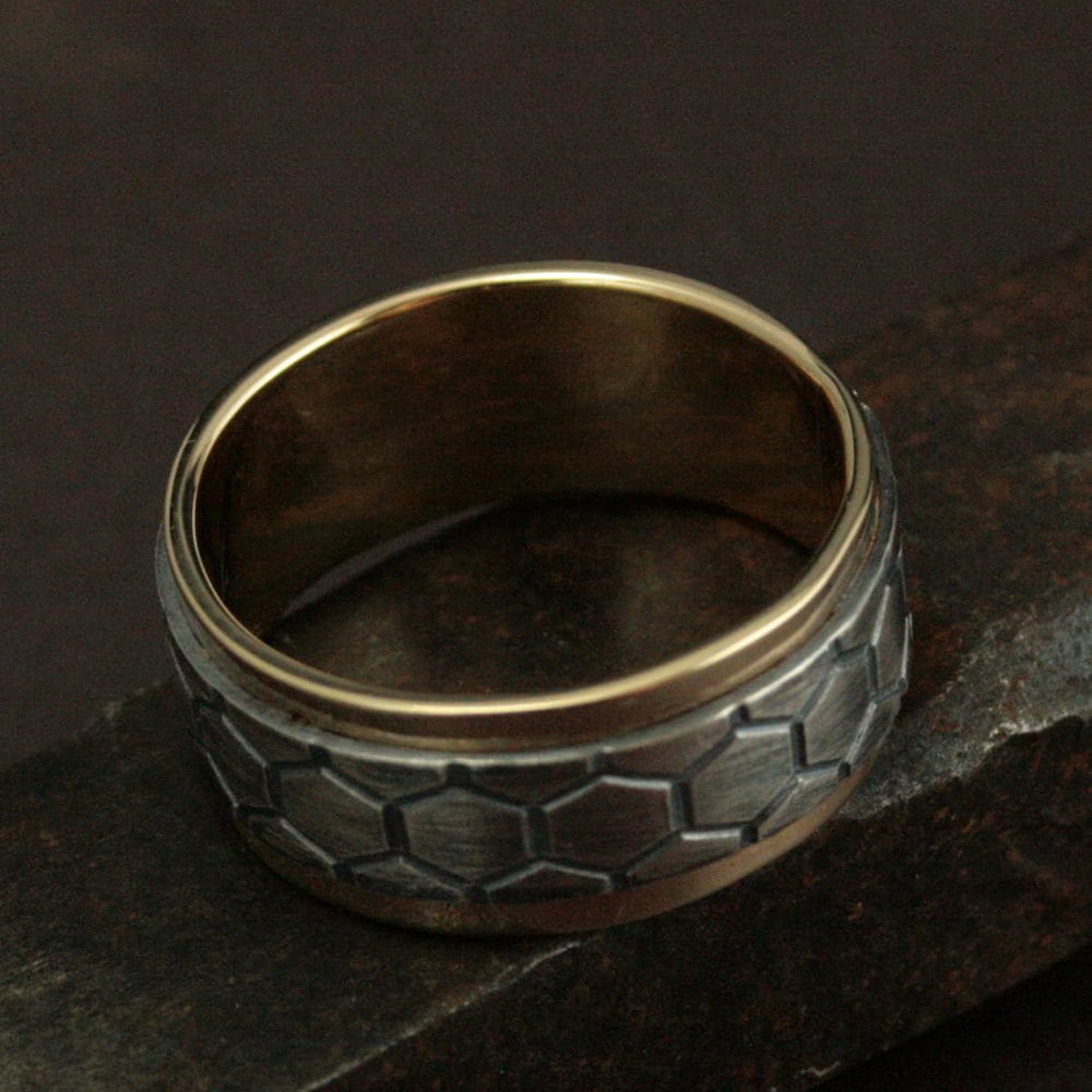 Men's Two Tone Ring Genus Apis Ring Men's Wedding Band | Etsy