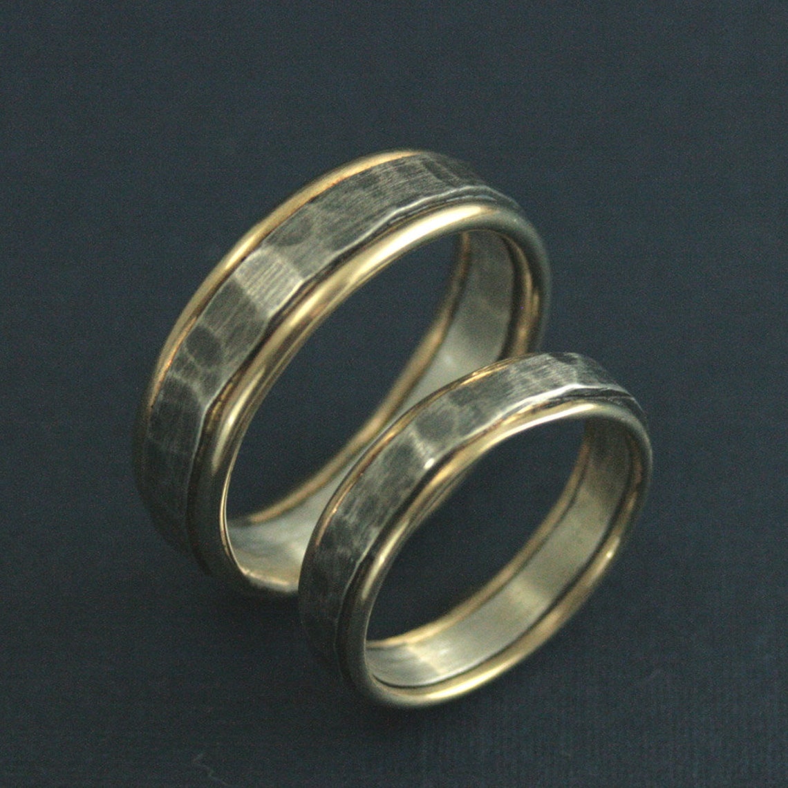 Bands Mixed Metal Rings Rustic Wedding Bands Mens Wedding - Etsy