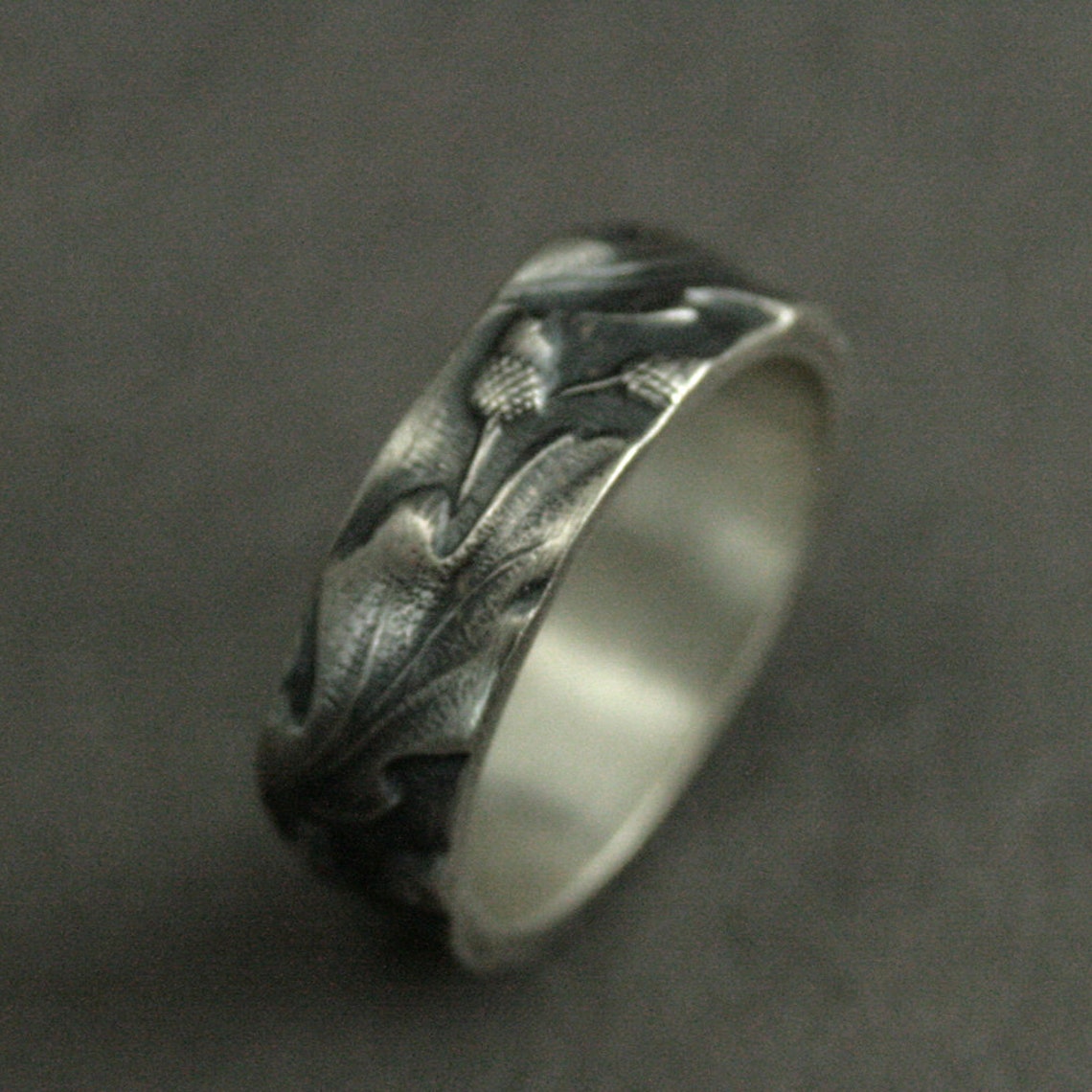 Band Tree Ring Nature Inspired Band Oak Leaf Ring Acorns Band - Etsy