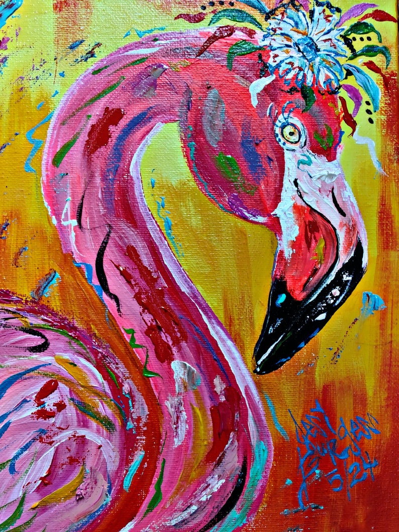 Colorful Flamingo Original Art Painting - Etsy