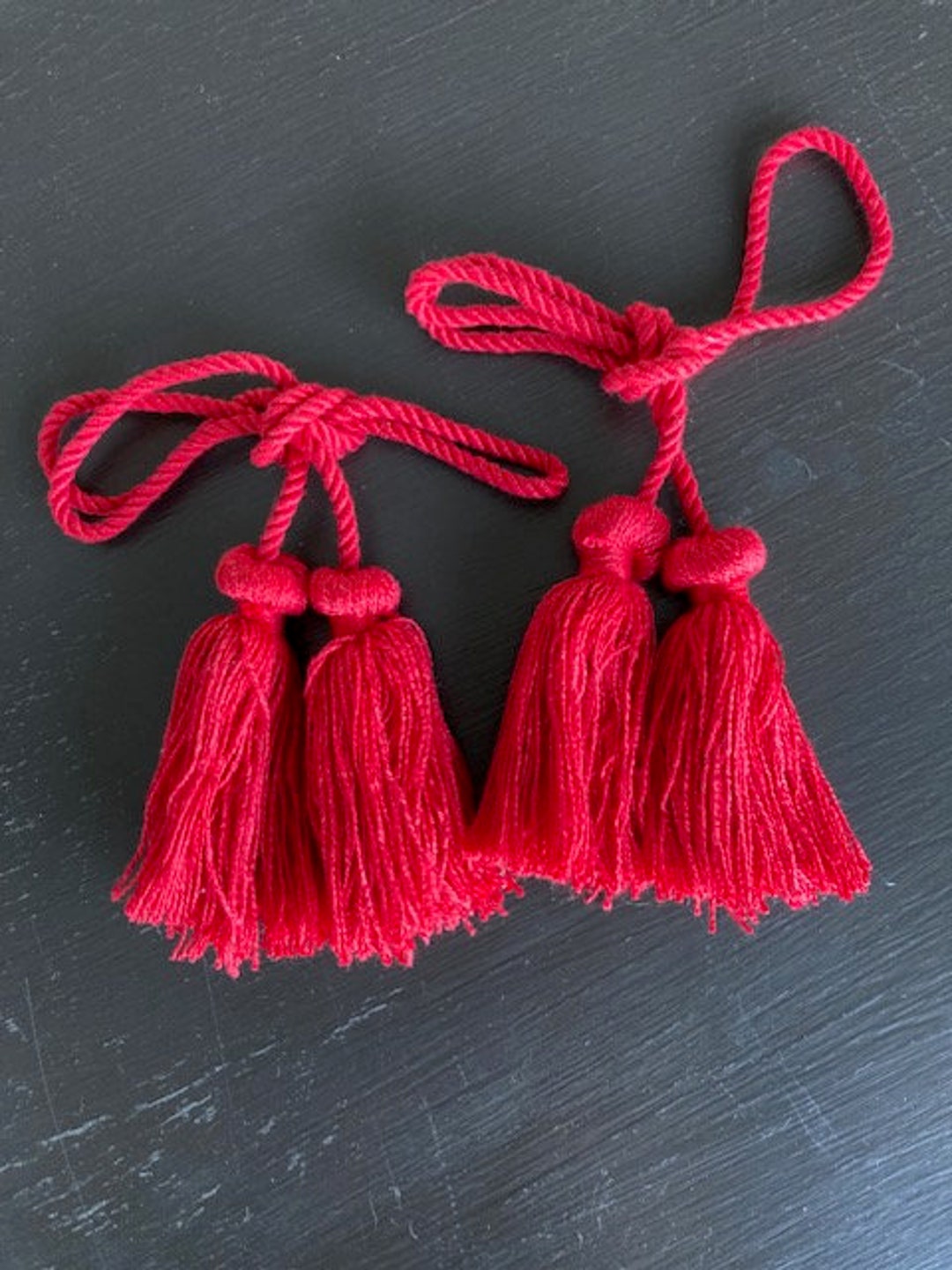 Harrington Chair Tieback Tassels, Red, 2"w X 3-1/4"h With a 25" Spread ...
