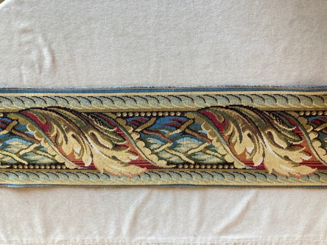An Acanthus Leaf Tapestry Border Design in a Multi Tone Background ...