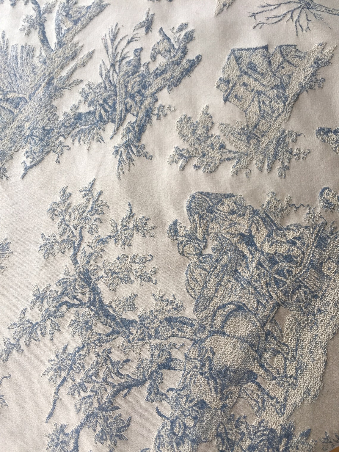 Pastoral Toile Table Cloth in Blue 56"w X 56"h (approx.) Size Includes ...