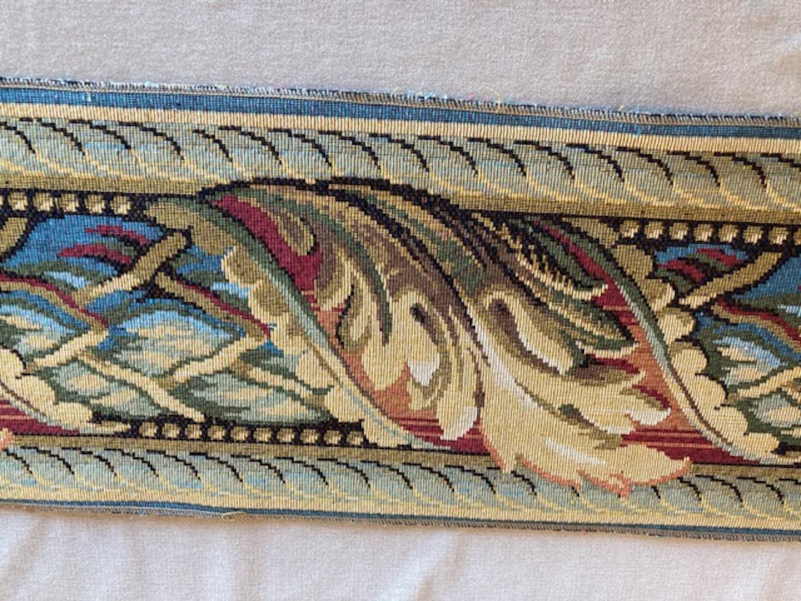 An Acanthus Leaf Tapestry Border Design in a Multi Tone Background ...