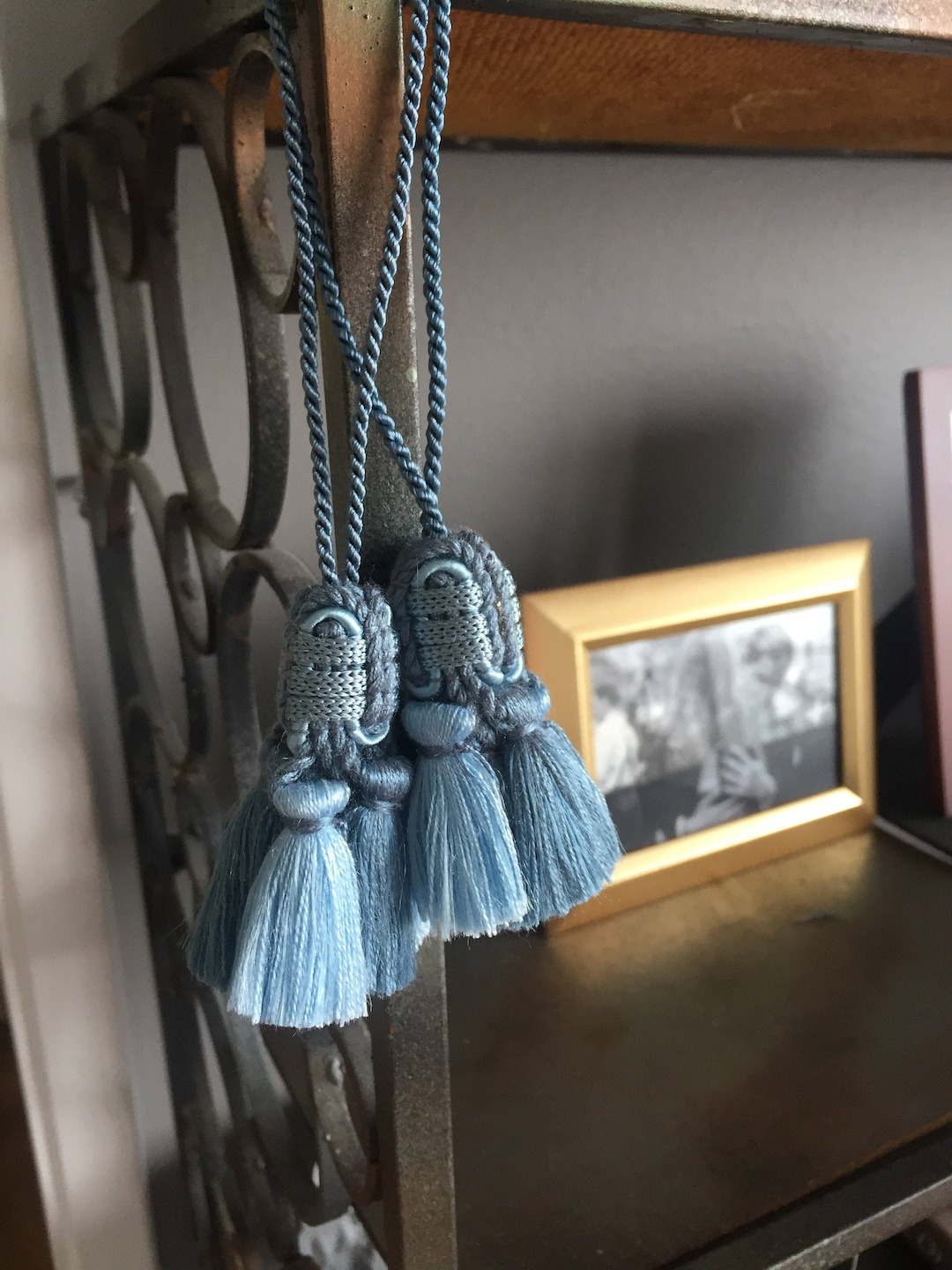 Tassels Hand-tied, Cotton/viscose, Multi Blue, Size is 2.5"h (approx ...