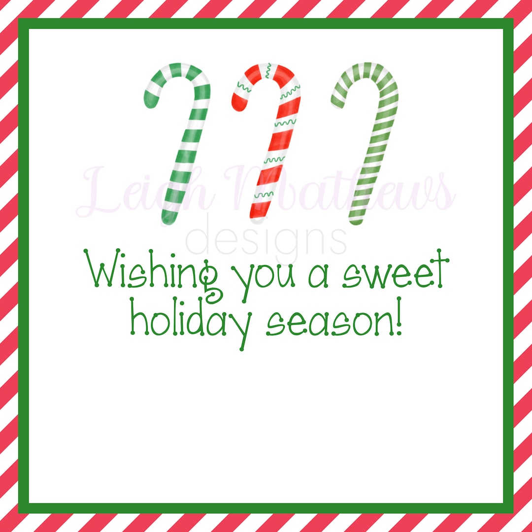 Candy Cane Gift Tag, Printable Tag, Instant Download, Gift Tag ...