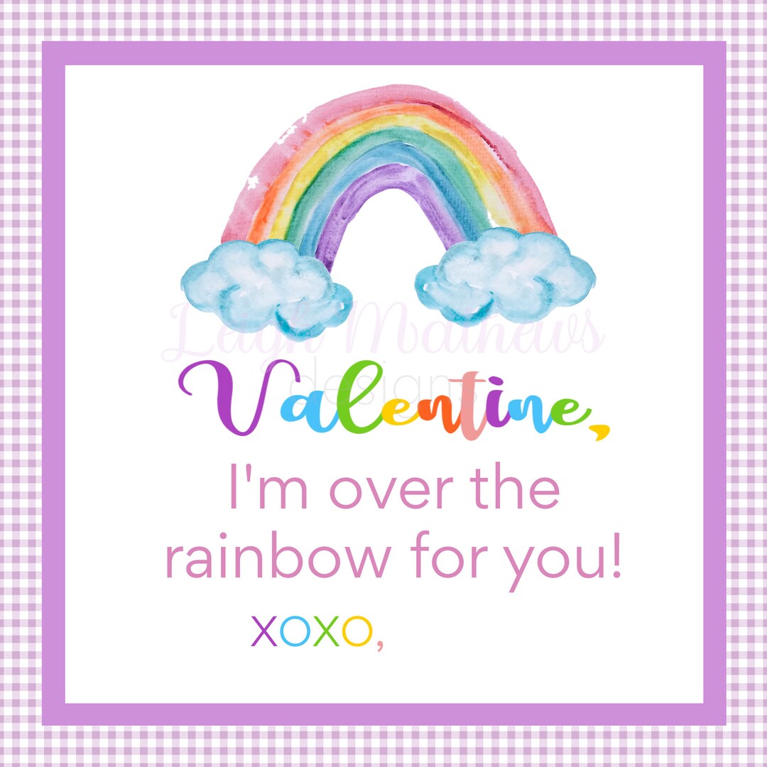 Printable Valentine's Day Cards for Kids, Valentine Tags, Rainbow ...