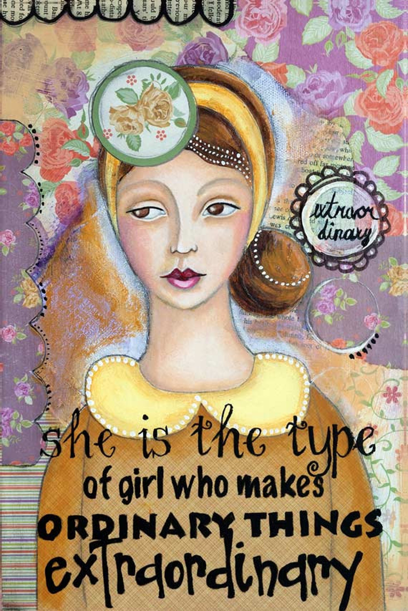 Inspirational Mixed Media Art Quote, Collage Whimsical Art Poster of ...