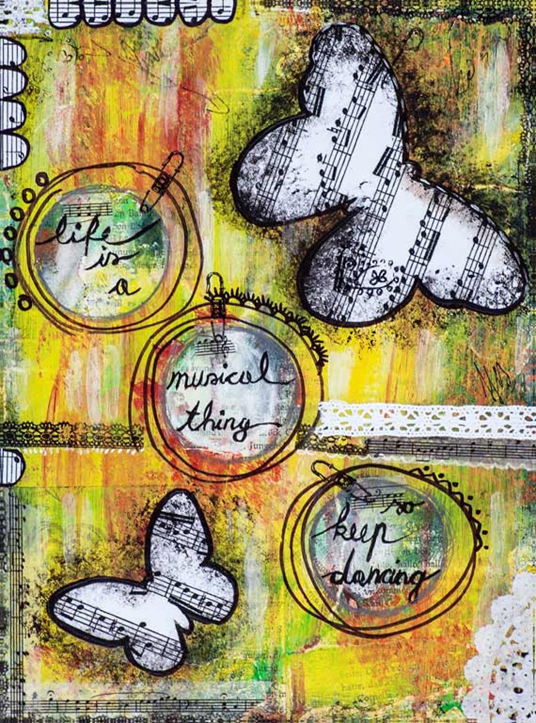 Music Wall Art - Music Quote - Inspirational Art - Mixed Media Collage ...