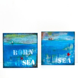 Blue Painting - Original Small Painting - Mixed Media Painting ...