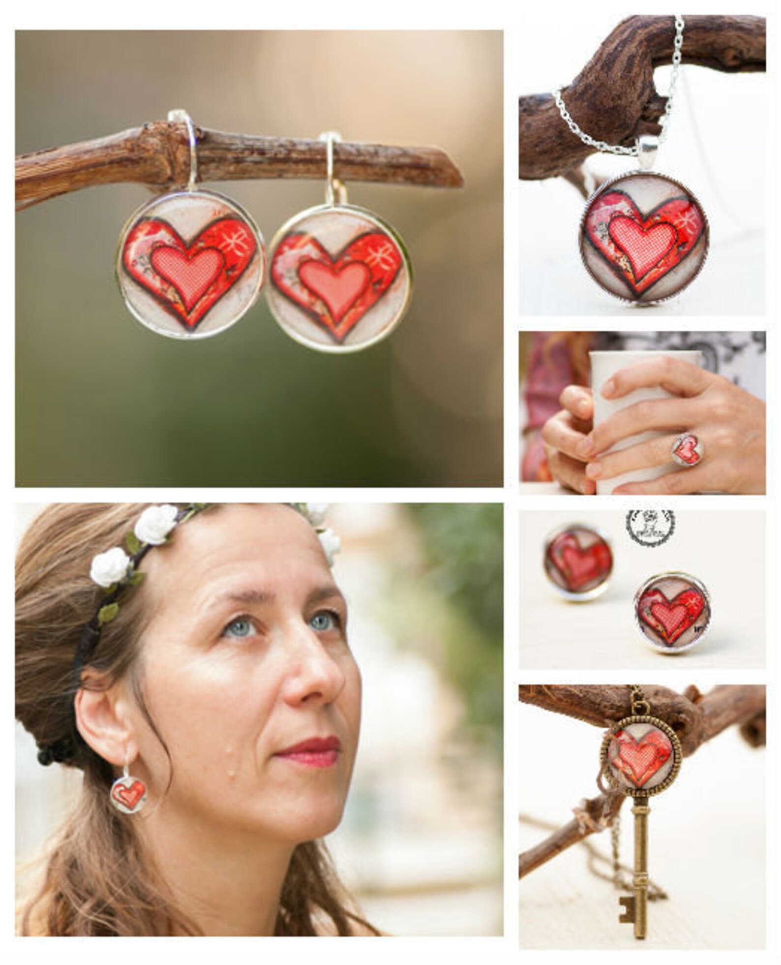 Love Necklace Key to My Heart Necklace Red Heart Necklace - Etsy