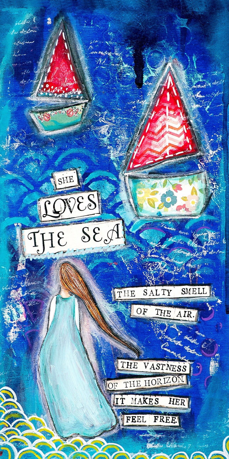 Sea Art Print - Ocean Wall Art - Poetry Art - Mixed Media Art Print ...
