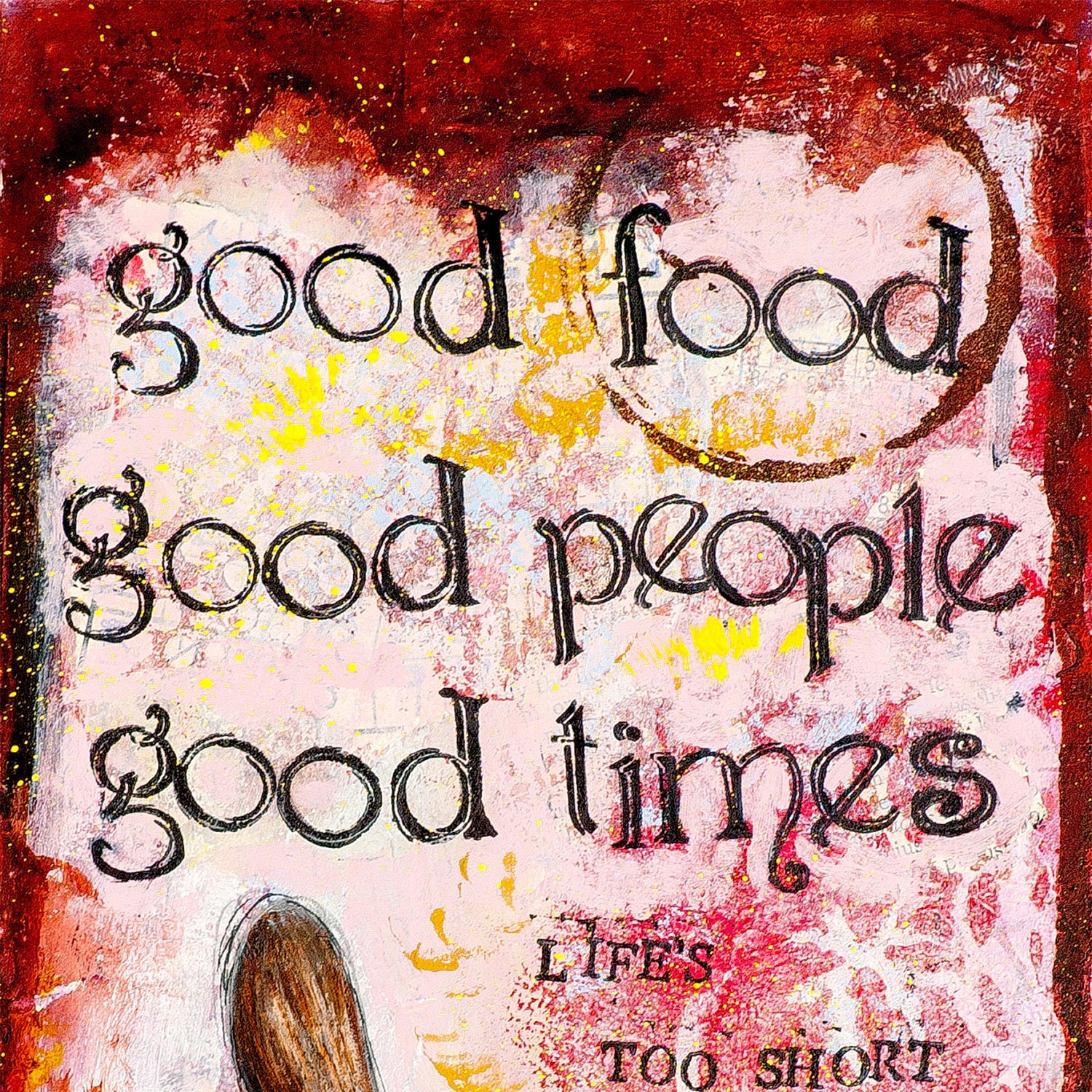 Good Food Good Friends Good Times Print - Wall Art Prints - Red Art ...