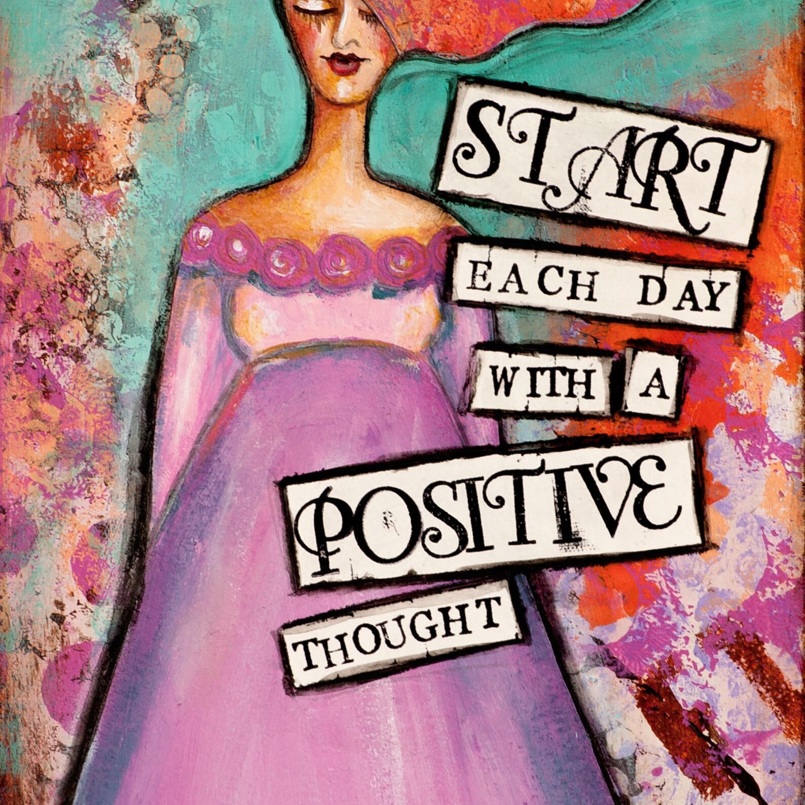 Motivational Print Mixed Media Art Print Positive Vibe | Etsy