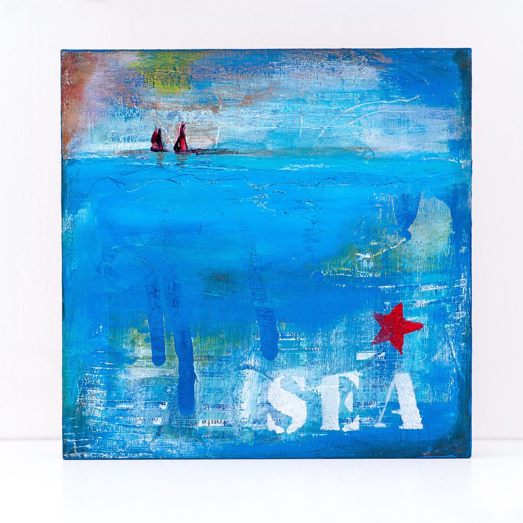 Blue Painting - Original Small Painting - Mixed Media Painting ...