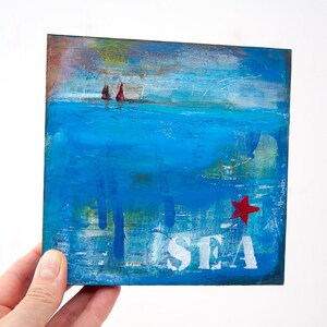 Blue Painting - Original Small Painting - Mixed Media Painting ...