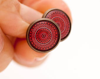 Red Stud Earrings | Etsy