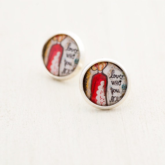 Positive Affirmation Stud Earrings Inspirational Quote Post | Etsy