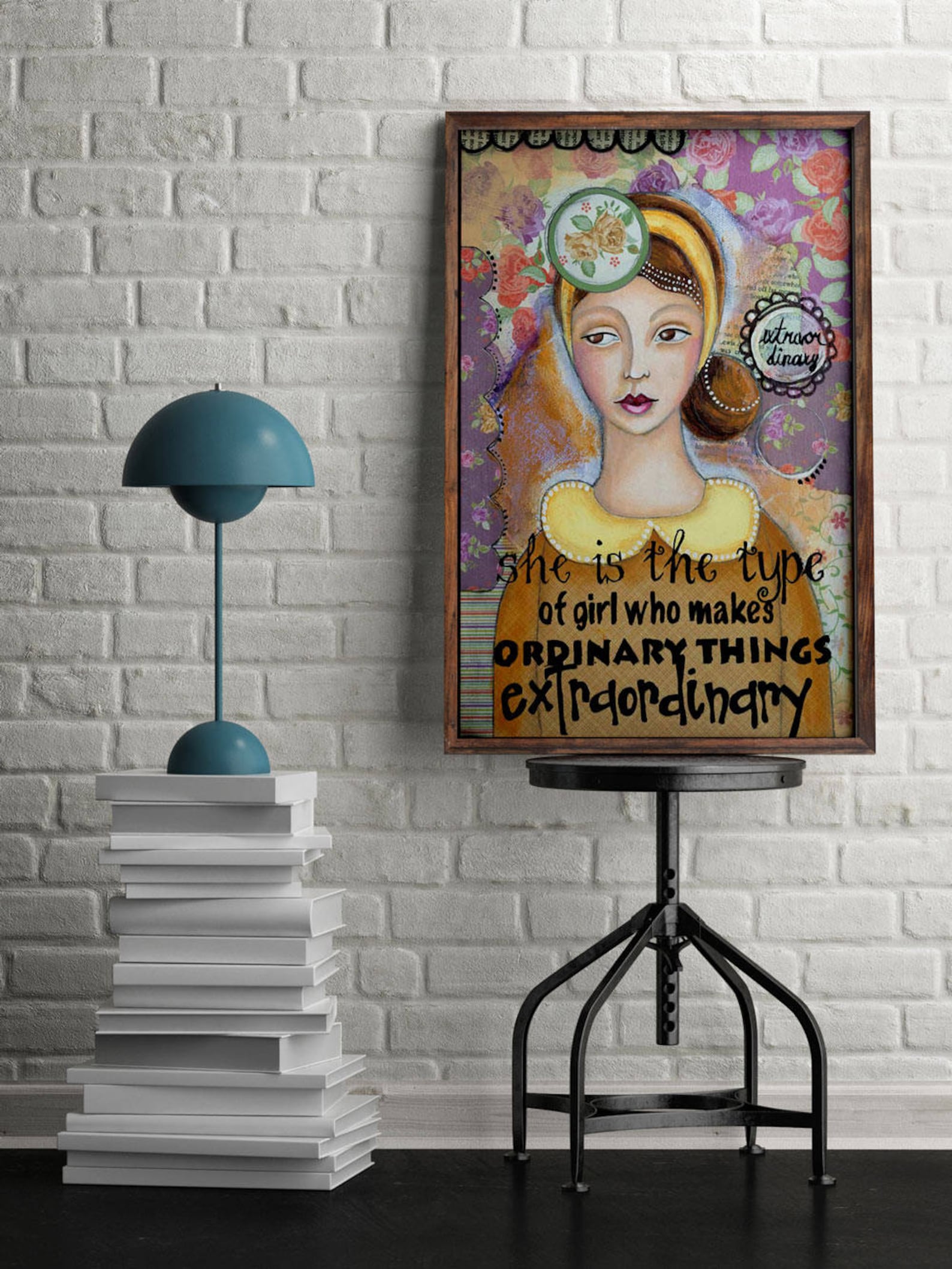 Inspirational Mixed Media Art Quote, Collage Whimsical Art Poster of ...