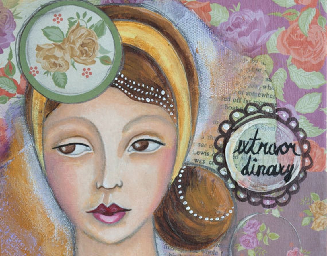 Inspirational Mixed Media Art Quote, Collage Whimsical Art Poster of ...