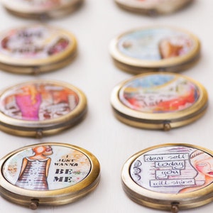 You Shine Affirmation Art - Compact Mirror Favor - Mixed Media Art ...