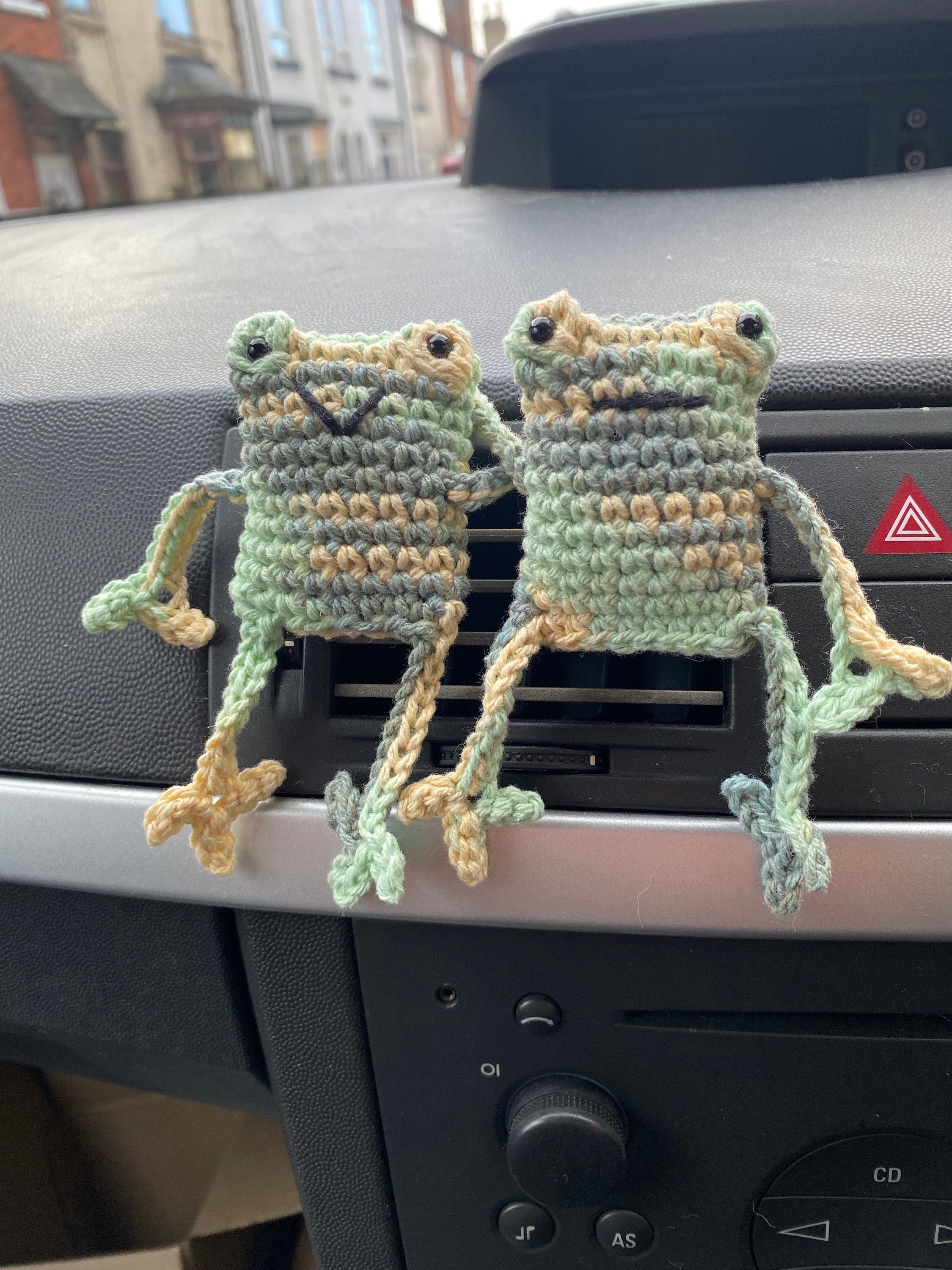 Crochet Frog. Air Vent Clip. Handmade Leggy Green Frog. Car Accessory ...