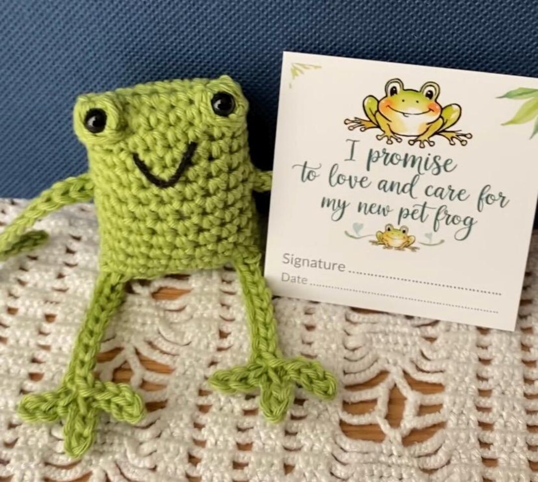 Crochet Pocket Frog With Adoption Certificate: Leggy Green Frog - Etsy
