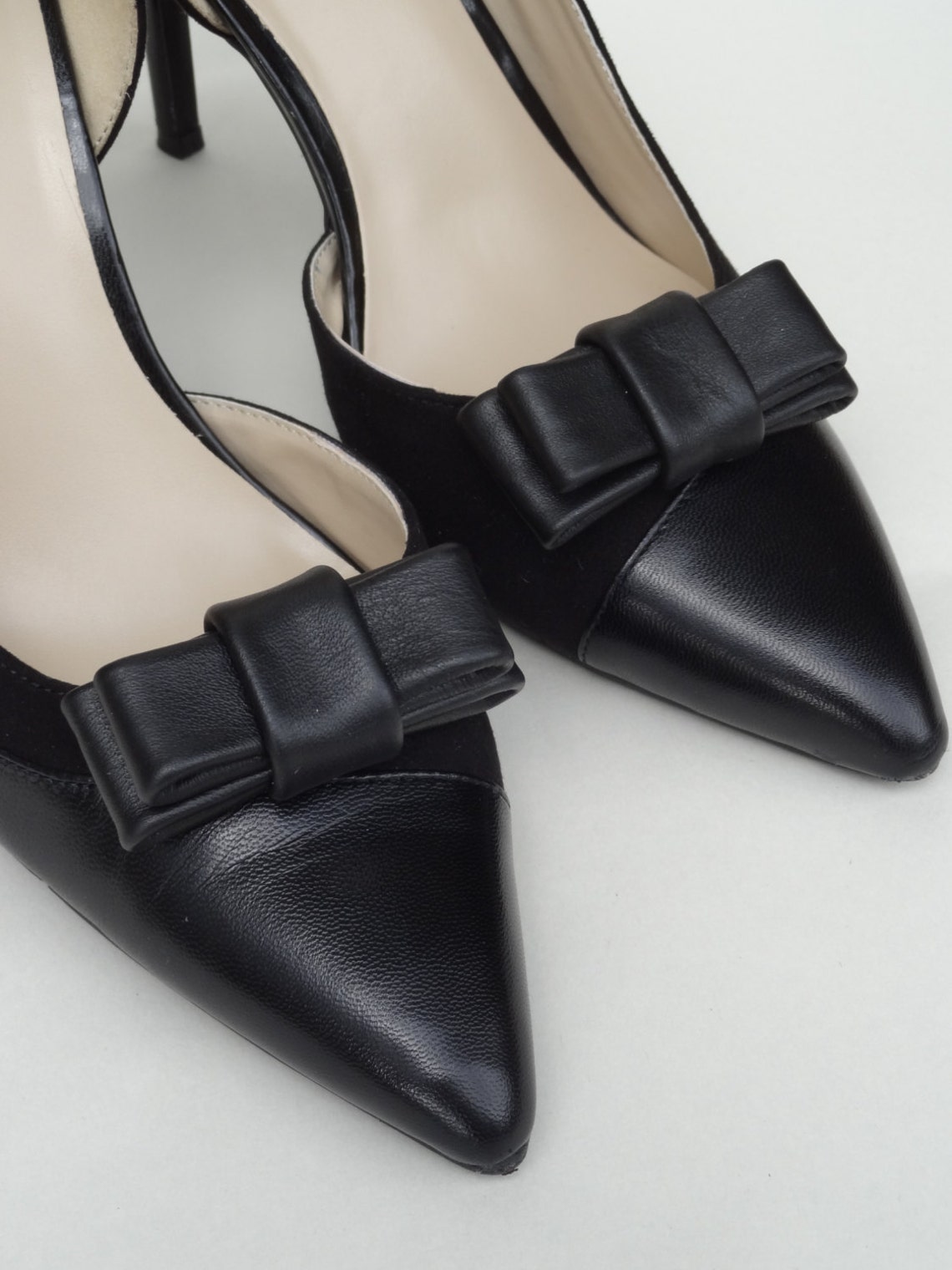 Black Leather Bow Shoe Clips, Shoe Decorations - Etsy