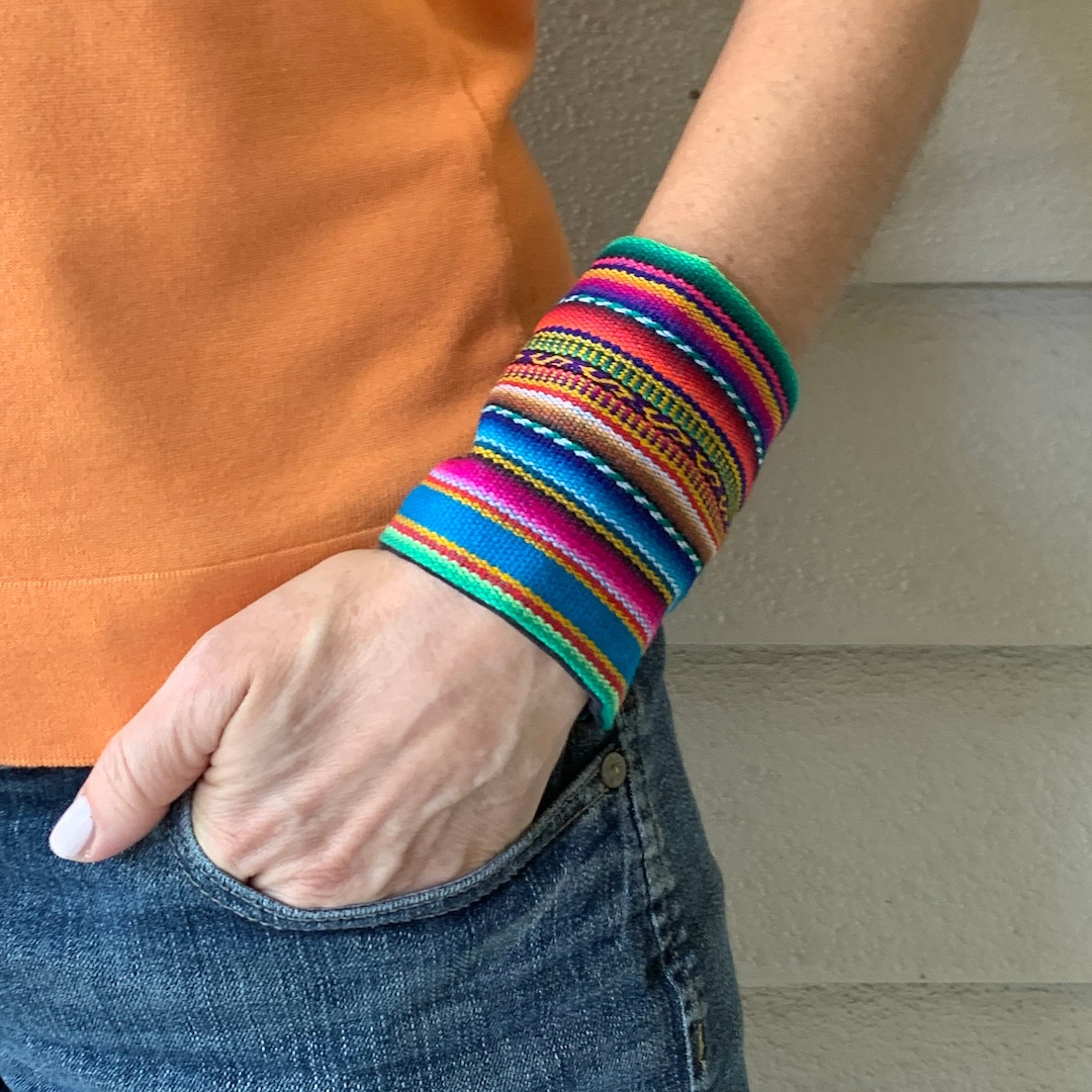 Boho Wrist Wallet Cuff: Peruvian Fabric Secret Pocket Bracelet - Etsy