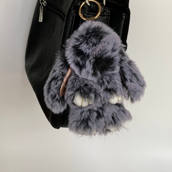 Rabbit Fur Bunny Keychain - Etsy