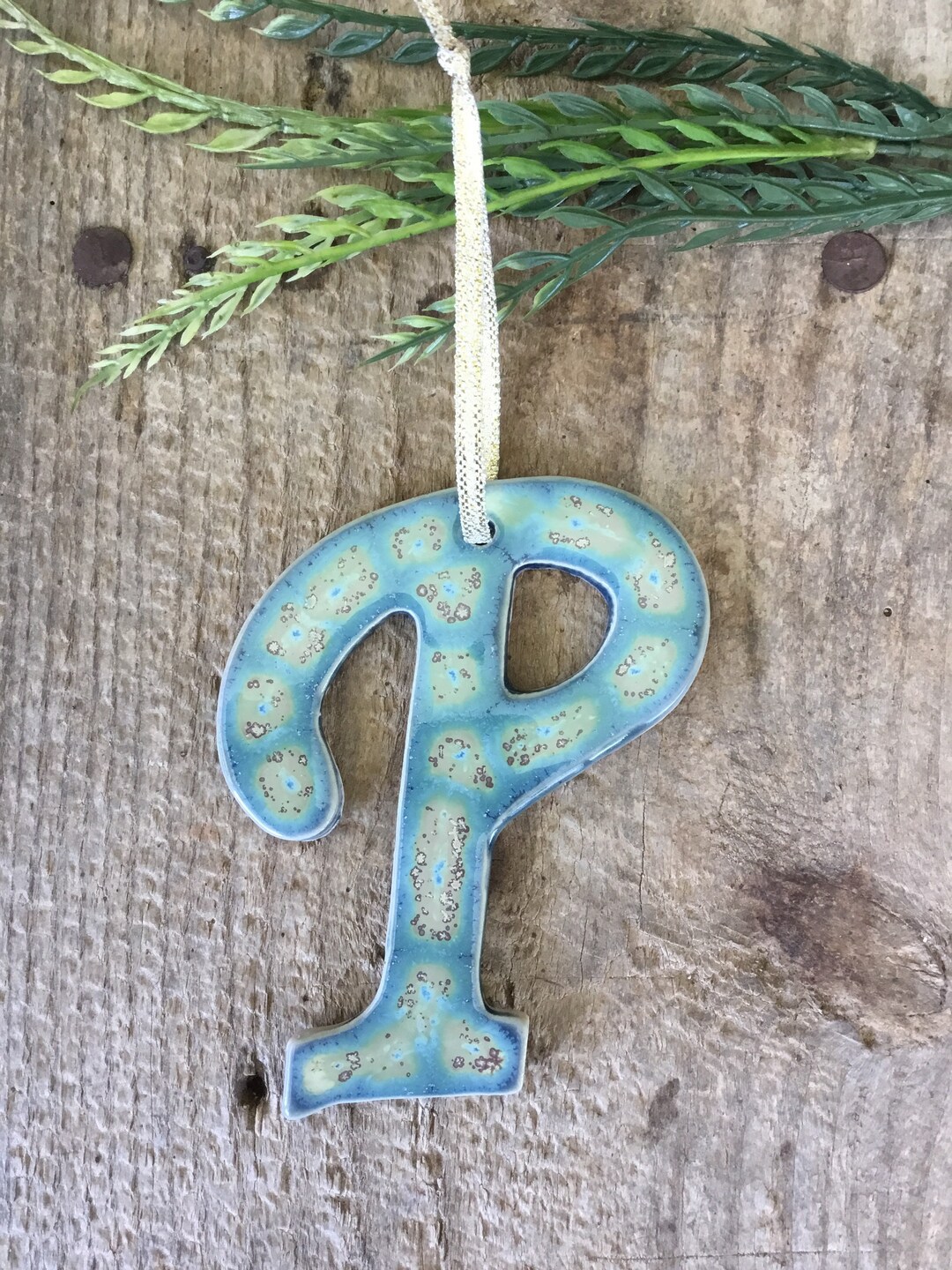 Handmade Large Pottery Cursive Letter P Initial Ornament - Etsy