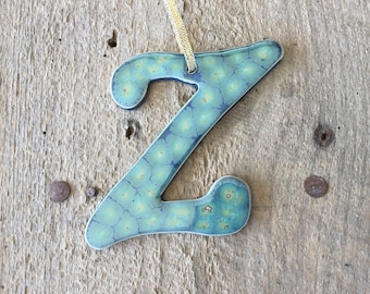 Handmade Pottery Large Cursive Letter A Initial Ornament | Etsy