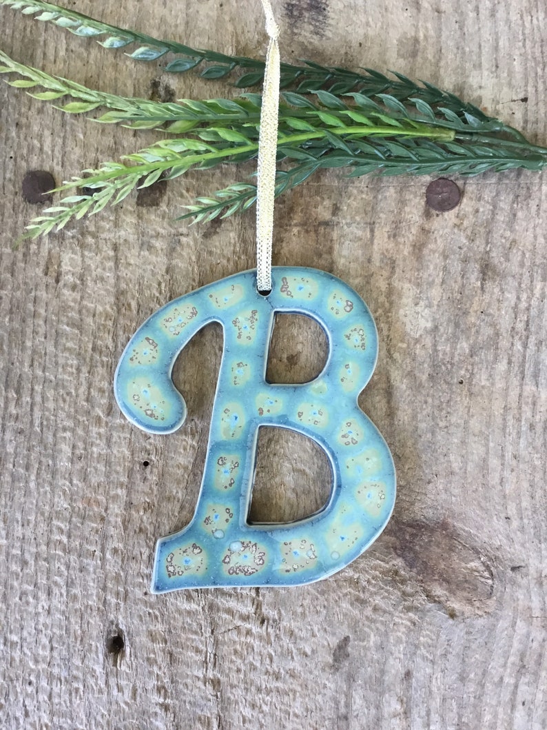Handmade Pottery Large Cursive Letter B Initial Ornament - Etsy
