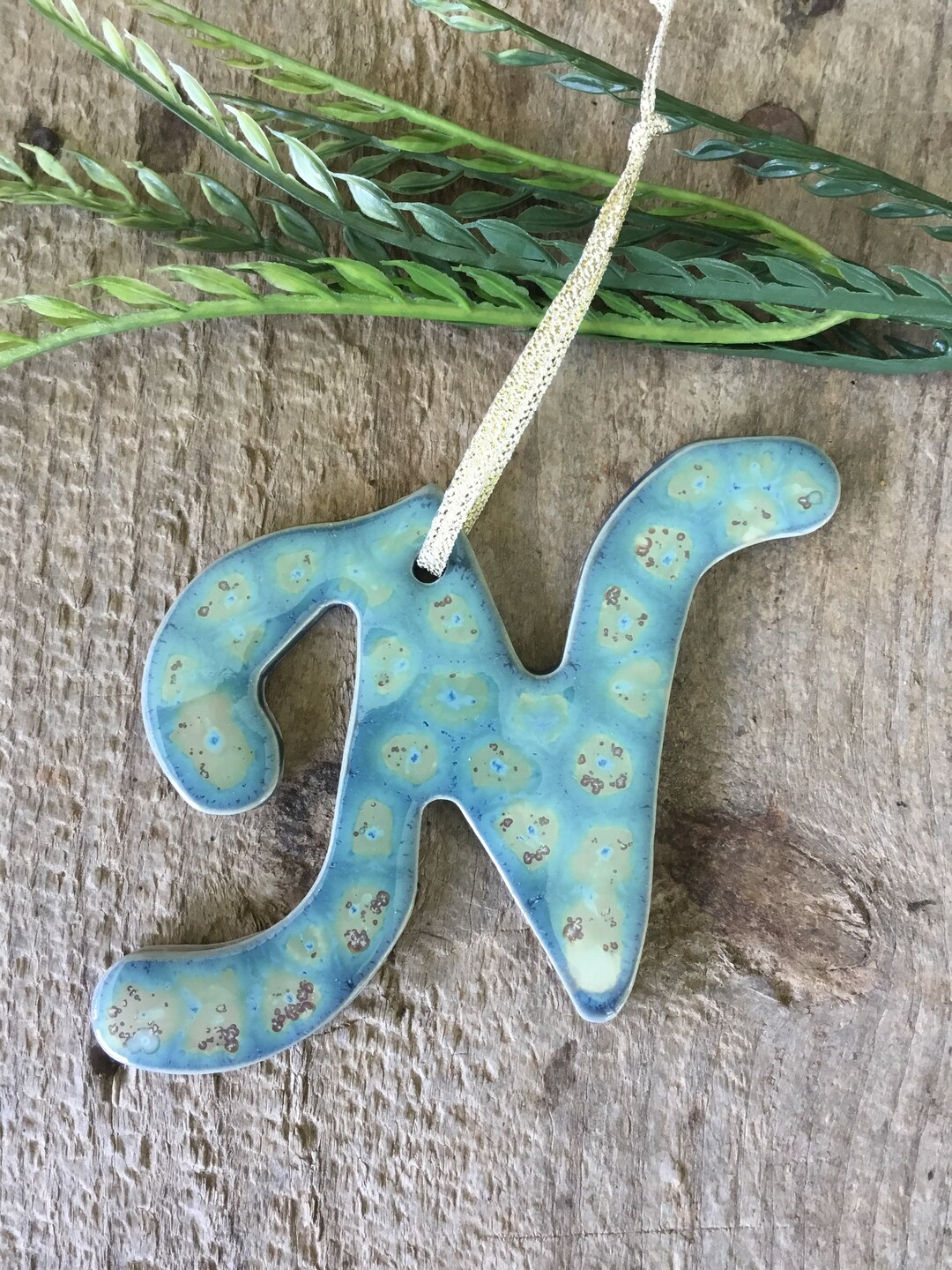 Handmade Large Pottery Cursive Letter N Initial Ornament - Etsy UK