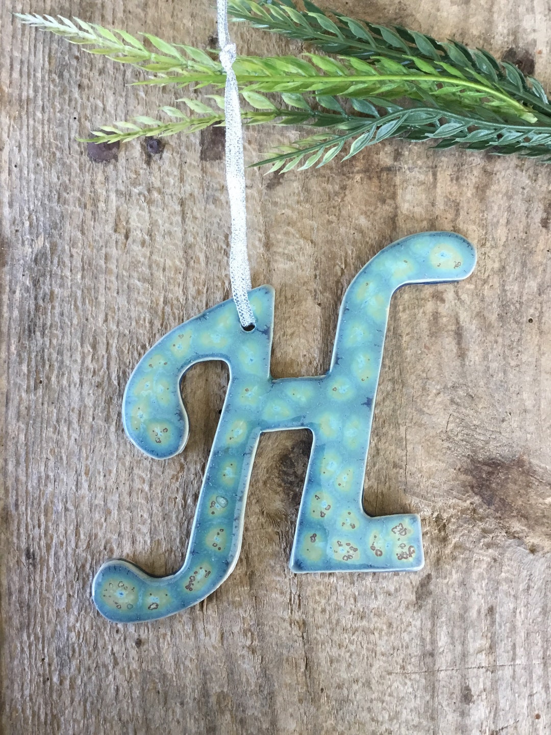 Handmade Large Pottery Cursive Letter H Initial Ornament - Etsy