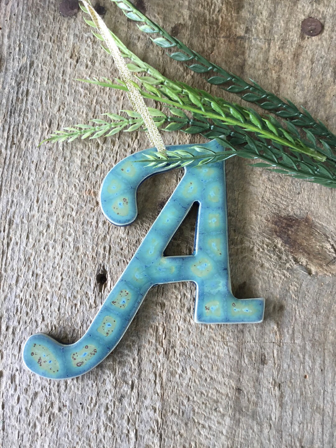 Handmade Pottery Large Cursive Letter A Initial Ornament - Etsy