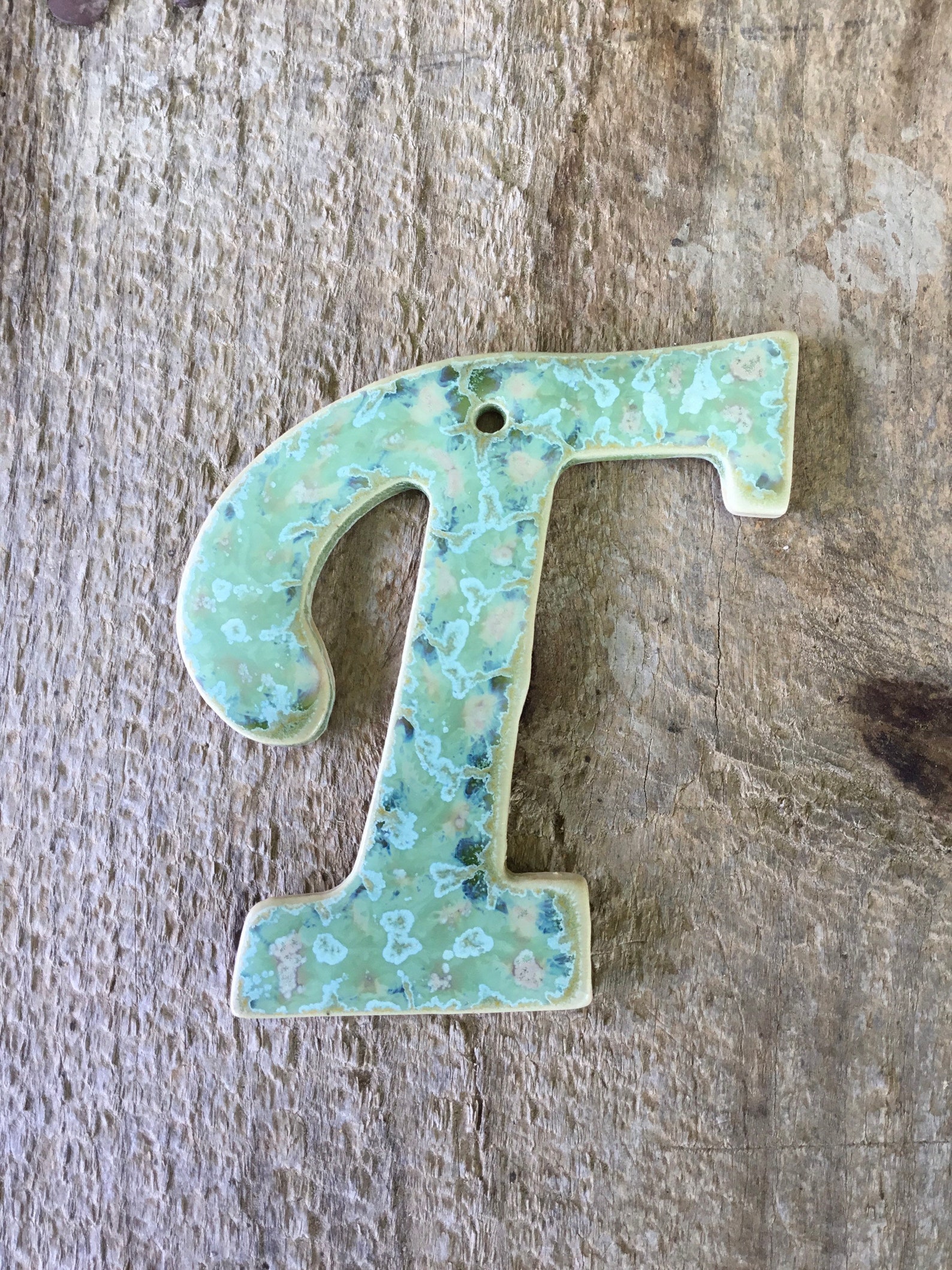 Handmade Large Pottery Cursive Letter T Initial Ornament - Etsy