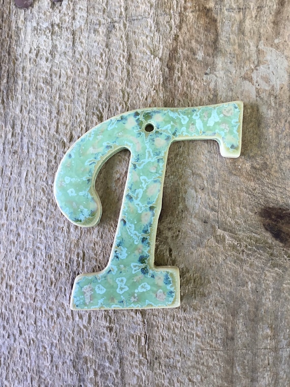 Handmade Large Pottery Cursive Letter T Initial Ornament | Etsy