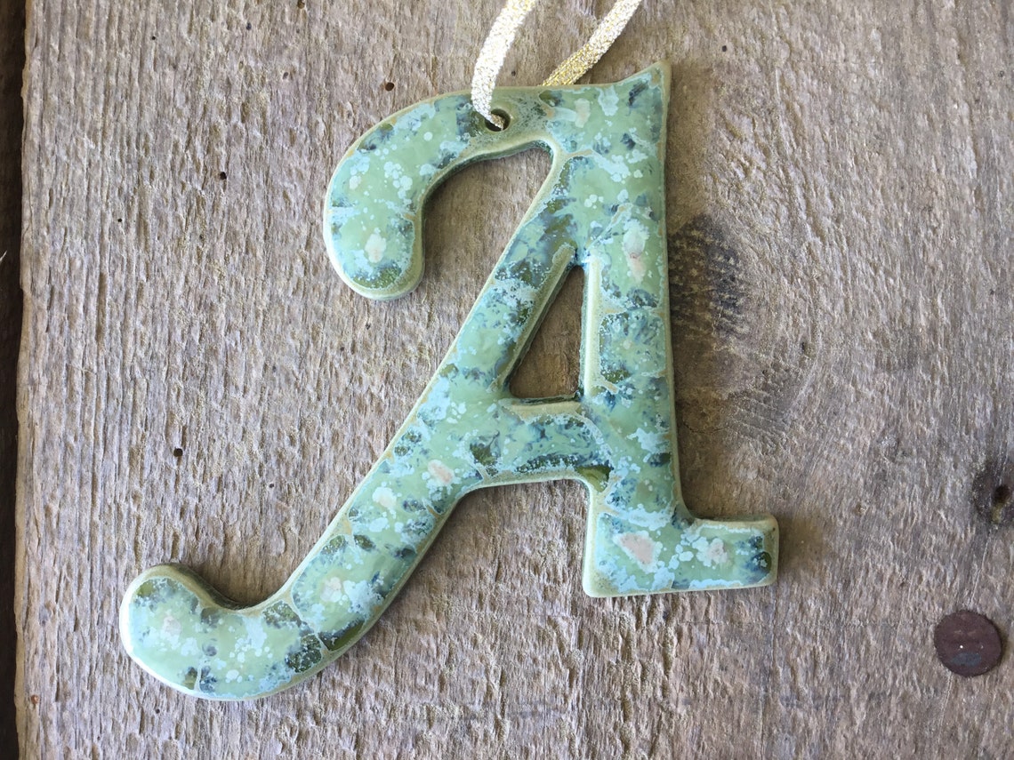 Handmade Pottery Large Cursive Letter A Initial Ornament | Etsy
