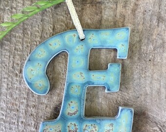 Handmade Pottery Large Cursive Letter A Initial Ornament | Etsy
