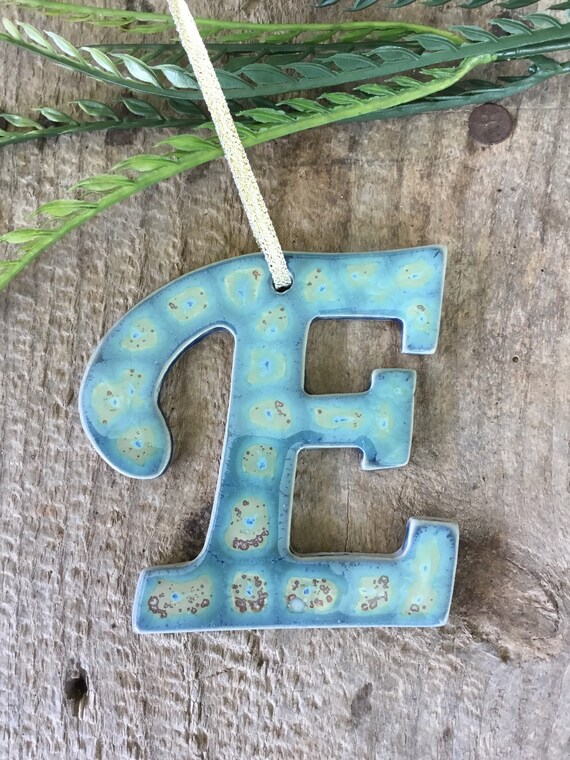 Handmade Large Pottery Cursive Letter E Initial Ornament | Etsy