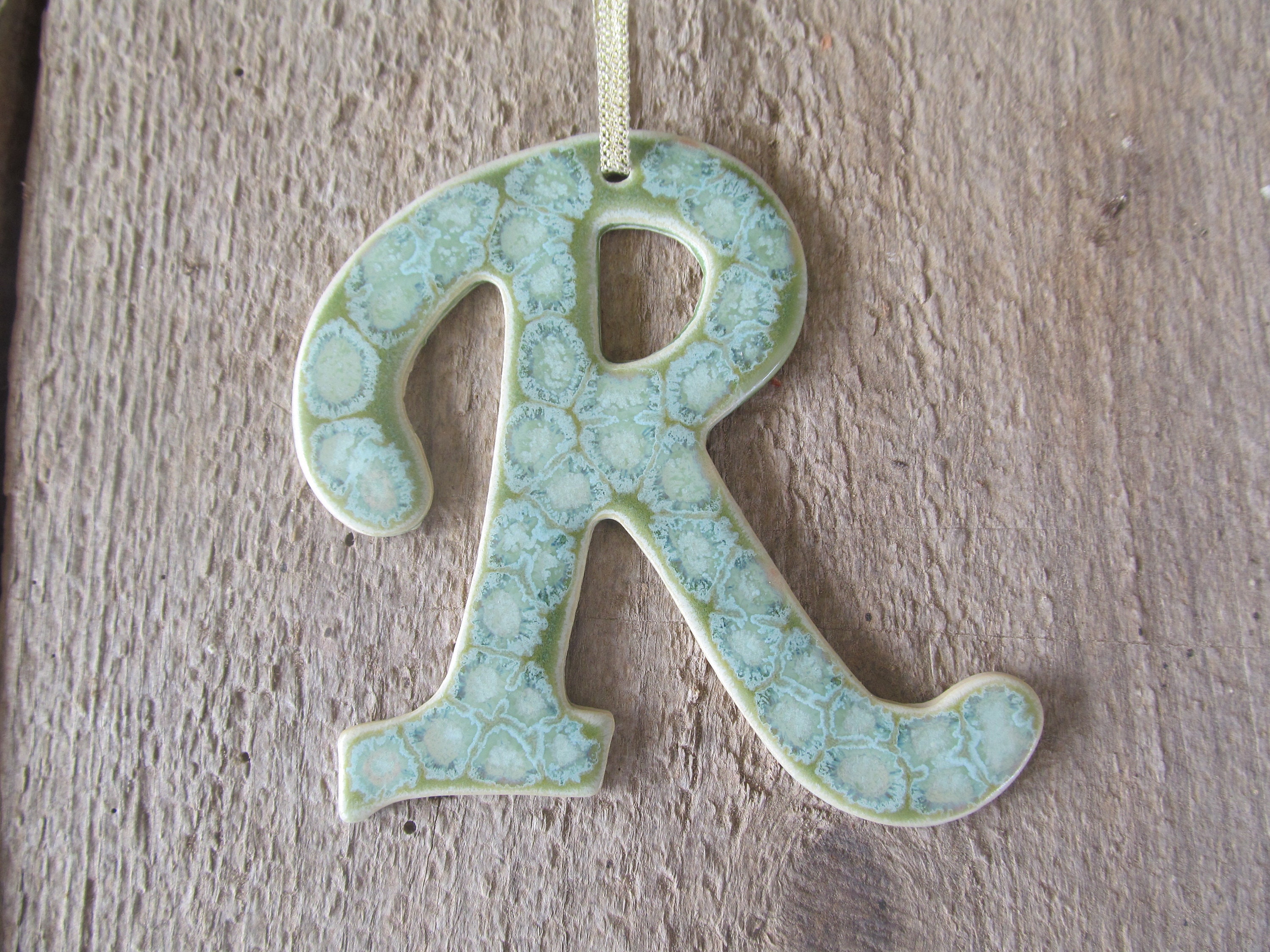 Handmade Large Pottery Cursive Letter R Initial Ornament | Etsy