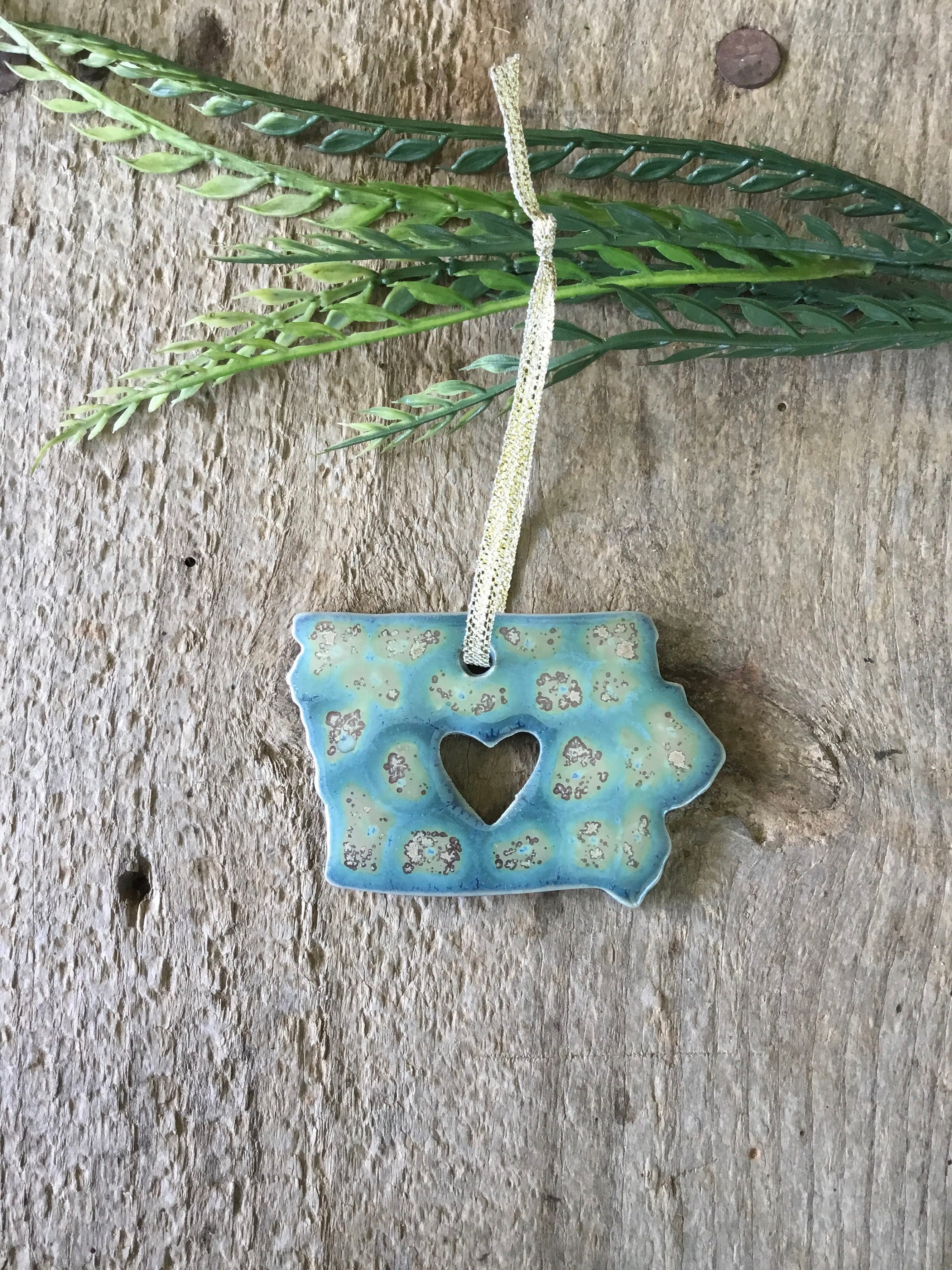 Handmade State Pottery Ornament Iowa - Etsy