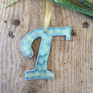 Handmade Large Pottery Cursive Letter T Initial Ornament - Etsy