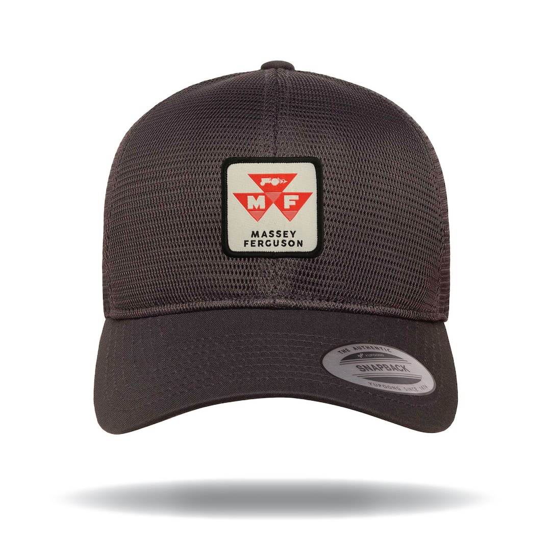 Massey Ferguson White Patch Hat Charcoal Omnimesh Snapback Flexfit ...