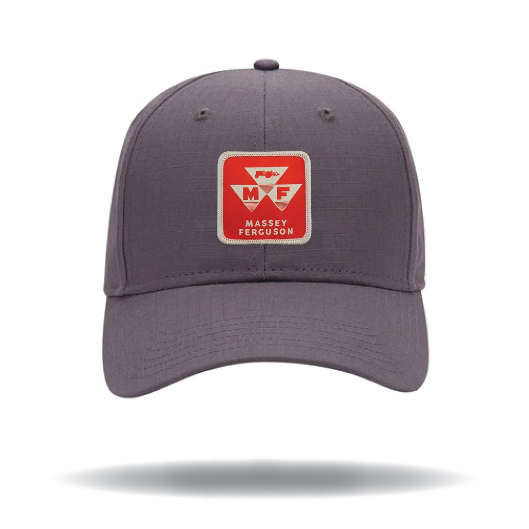 Massey Ferguson Red Patch Hat Charcoal Ripstop Adjustable Tractor Hat ...